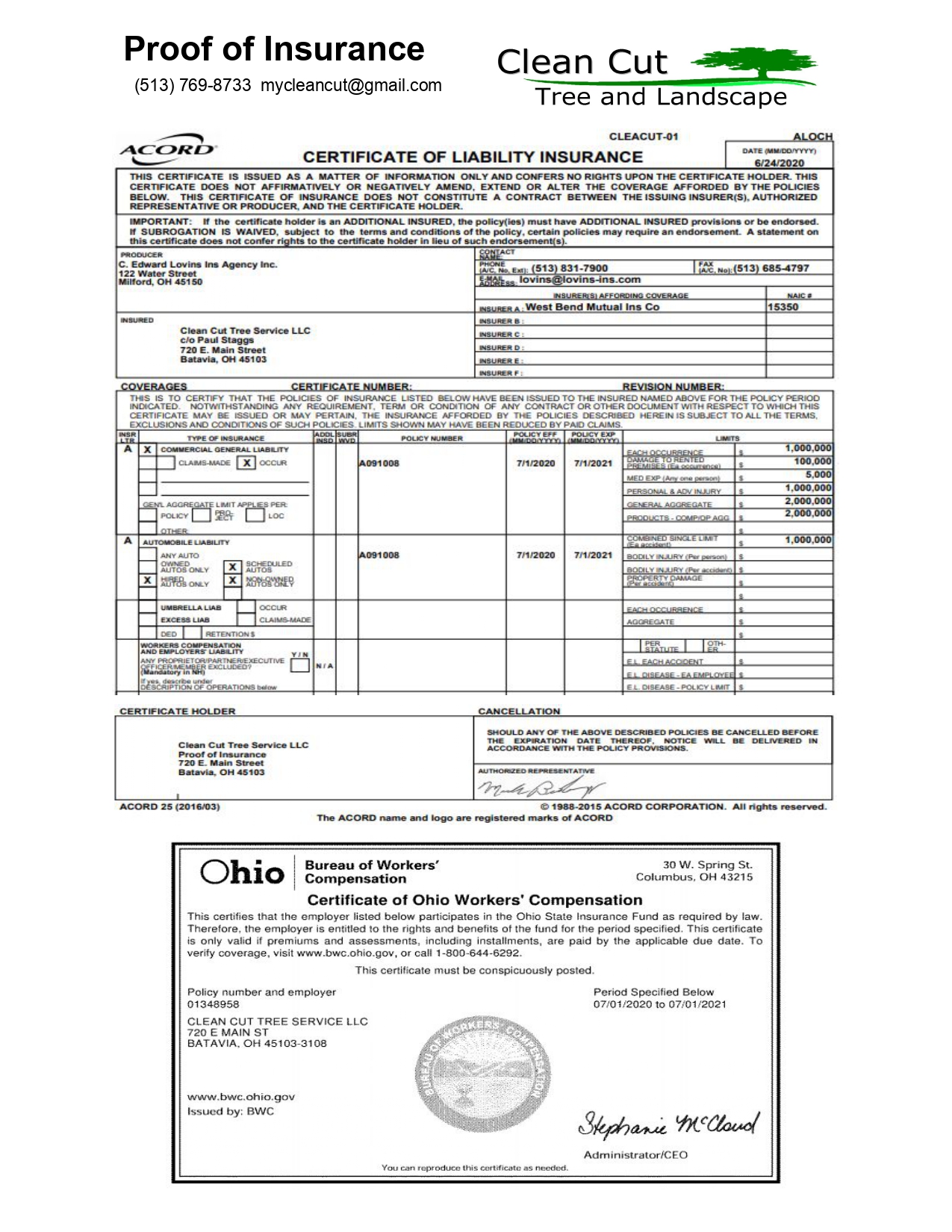 Insurance Forms - Clean Cut Tree & Landscape